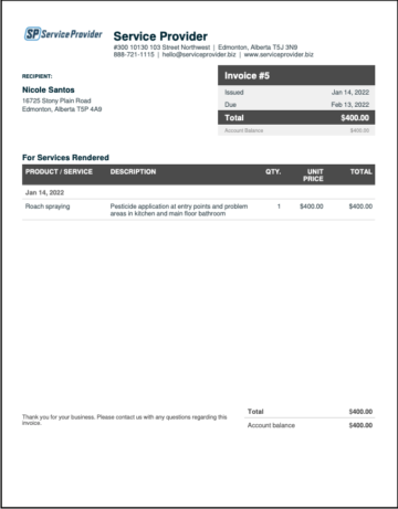 Free Pest Control Invoice Template | Invoice Generator | Jobber