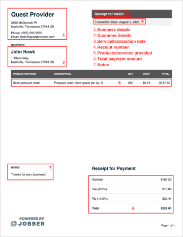 Free Pressure Washing Receipt Template | Edit/Download | Jobber