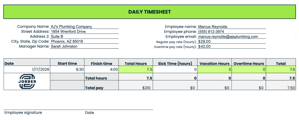 Free Timesheet Template - Jobber
