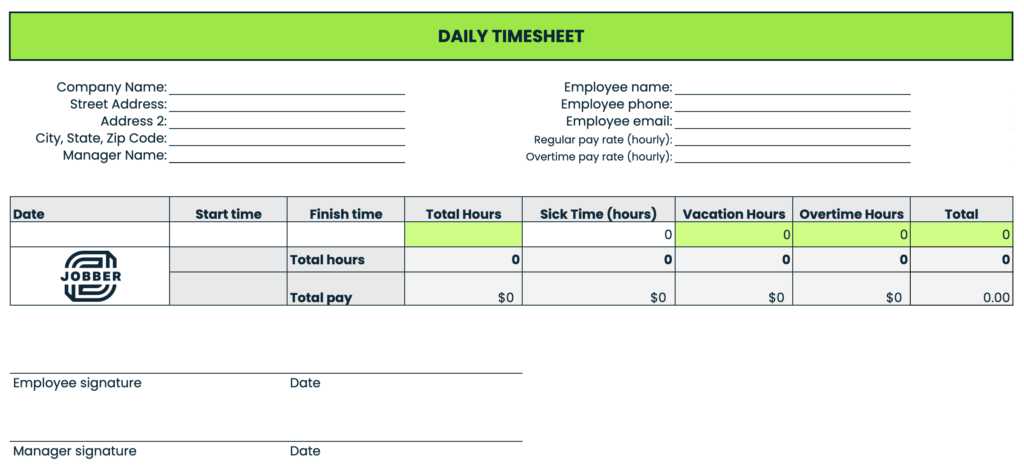 Free Timesheet Template - Jobber