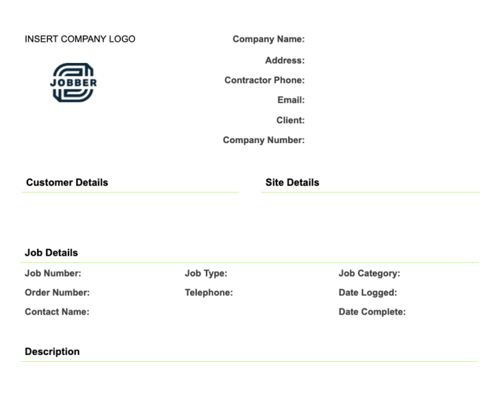 Free Job Sheet Template