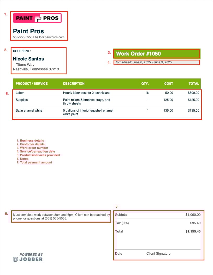 Free Painting Work Order Template | Edit & Download